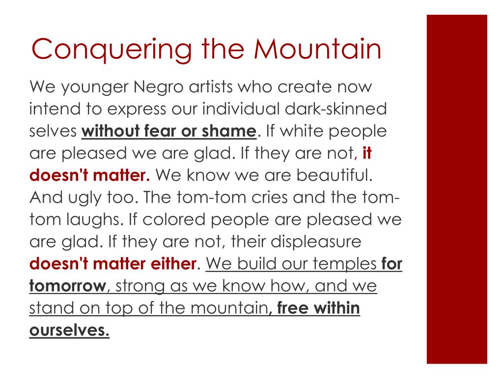 PPT - “The Negro Artist and the Racial Mountain” (1926) Langston Hughes ...