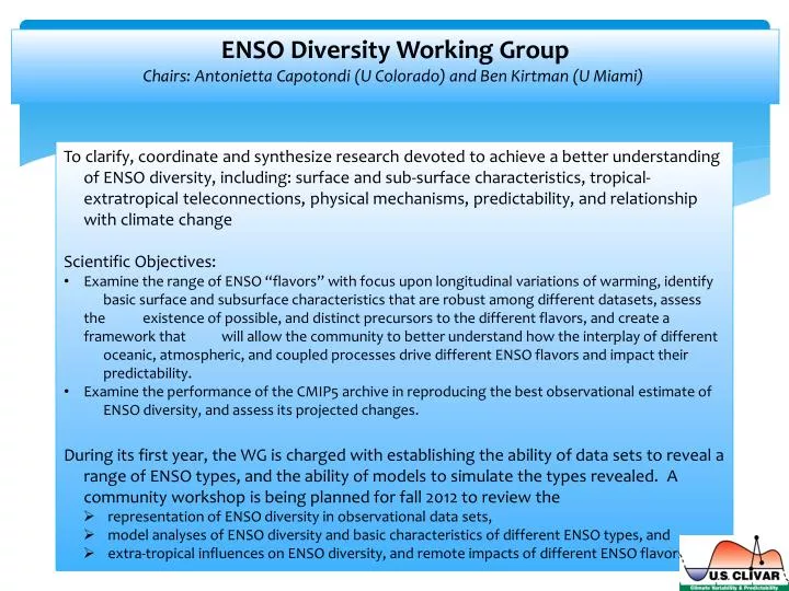 PPT - ENSO Diversity Working Group PowerPoint Presentation, free ...