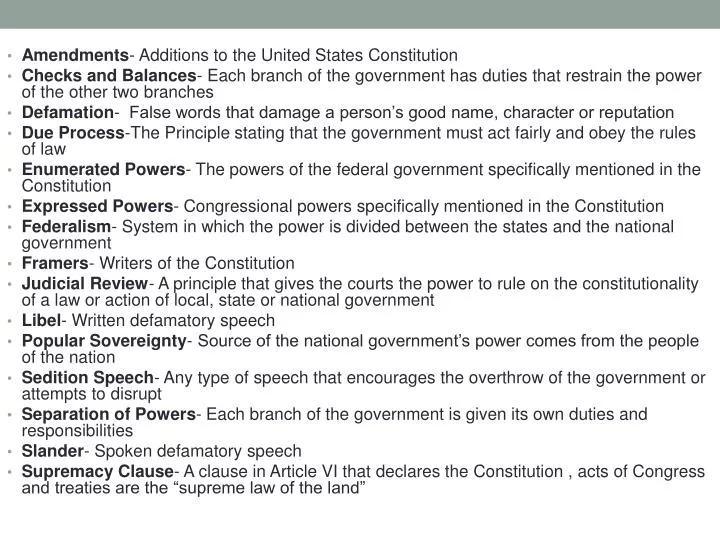 PPT - Amendments - Additions to the United States Constitution ...