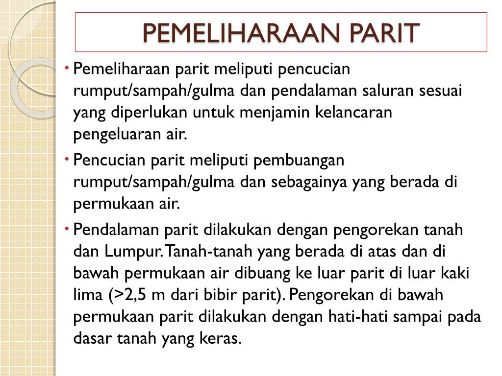 PPT - PEMBUATAN DAN PEMELIHARAAN PARIT PowerPoint Presentation, free ...