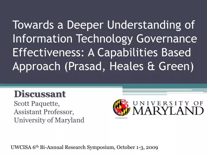 PPT - Discussant Scott Paquette, Assistant Professor, University of ...
