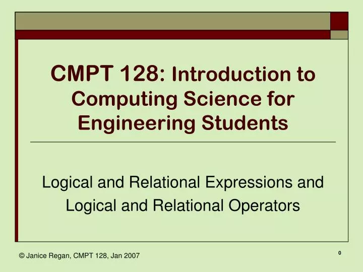 PPT - CMPT 128: Introduction to Computing Science for Engineering Students PowerPoint ...