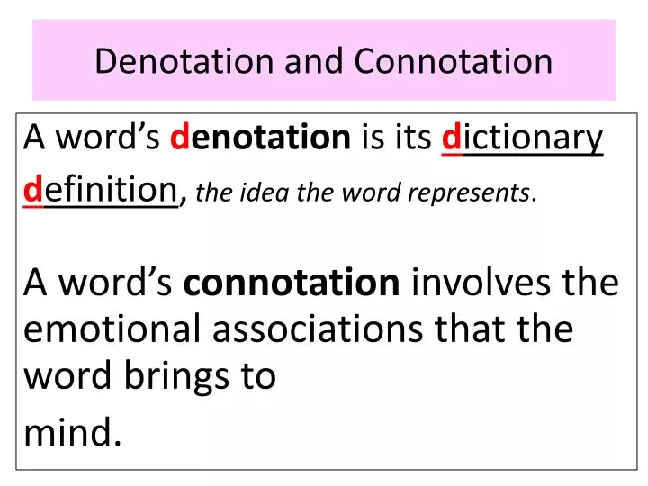 PPT - Denotation and Connotation PowerPoint Presentation, free download ...