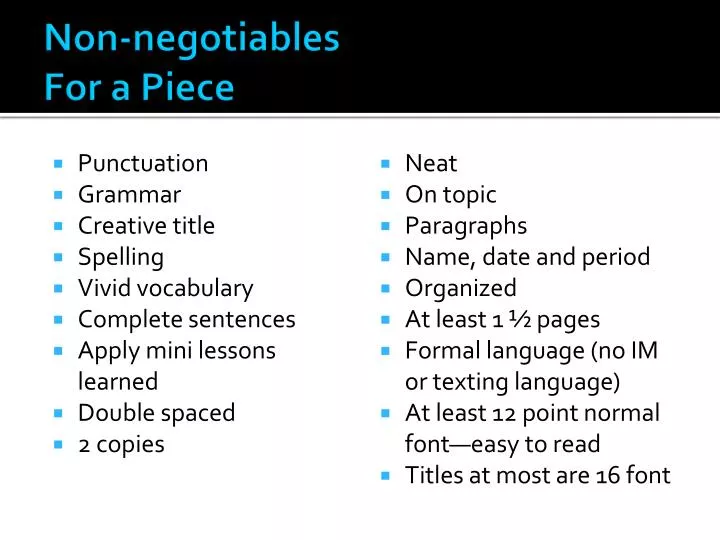 PPT - Non- negotiables For a Piece PowerPoint Presentation, free ...