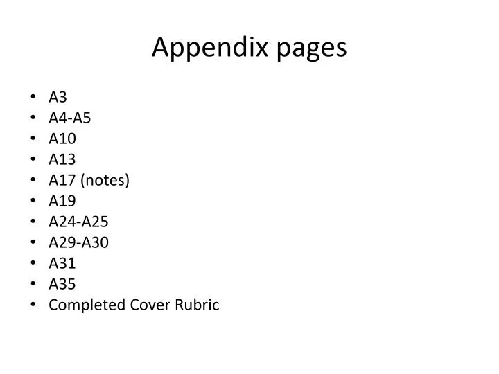 PPT - Appendix pages PowerPoint Presentation, free download - ID:2863530