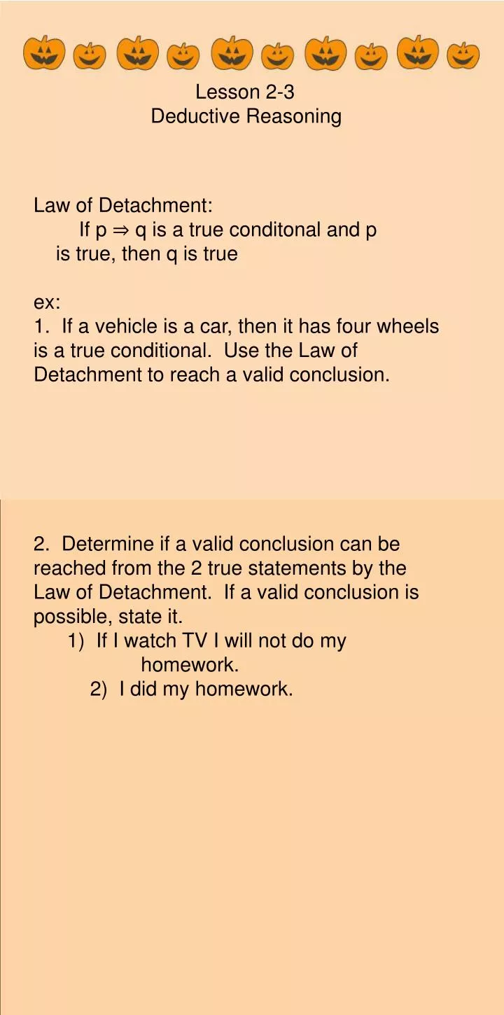 PPT - Lesson 2-3 Deductive Reasoning PowerPoint Presentation, free ...