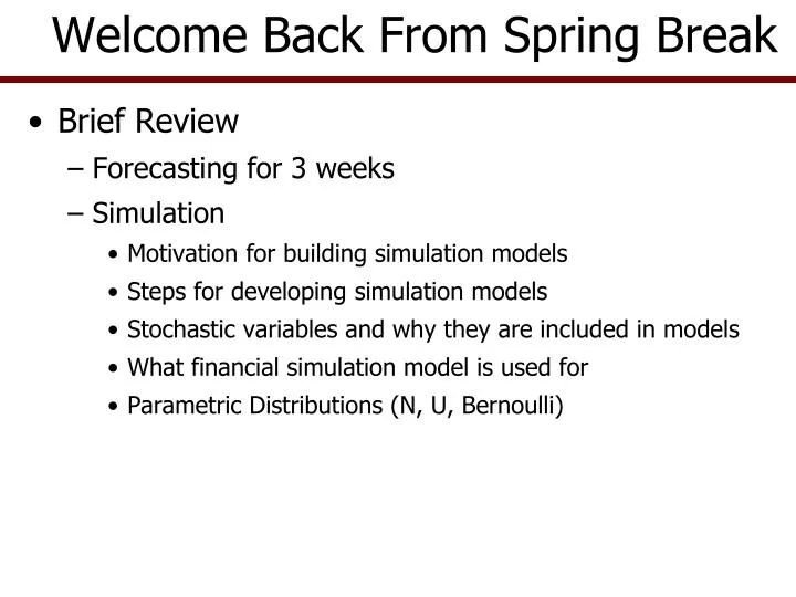 PPT - Welcome Back From Spring Break PowerPoint Presentation, free ...