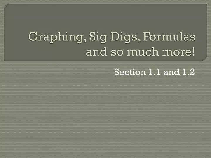 PPT - Graphing, Sig Digs, Formulas and so much more! PowerPoint ...