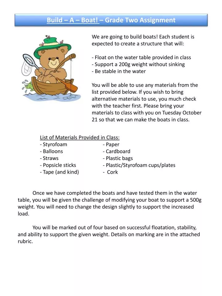 PPT - Build – A – Boat! – Grade Two Assignment PowerPoint Presentation ...