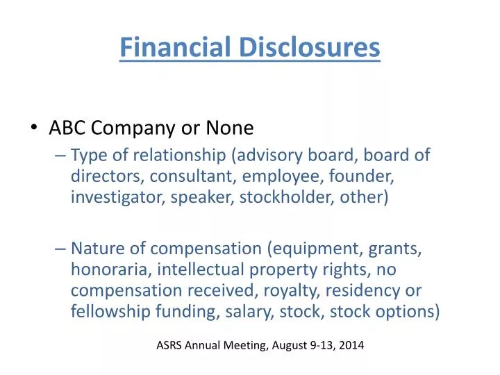 PPT - Financial Disclosures PowerPoint Presentation, free download - ID ...