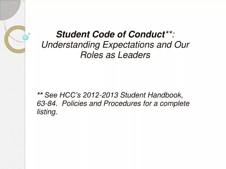 PPT - Student Code of Conduct **: Understanding Expectations and Our ...