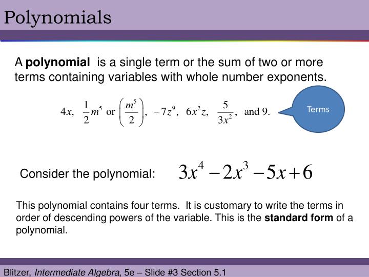 PPT - Chapter 5 Polynomials, Polynomial Functions, and Factoring ...