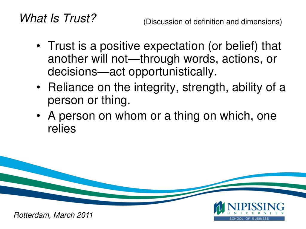 PPT - Trust; the essential ingredient for international business … any ...