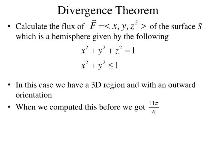 PPT - Divergence Theorem PowerPoint Presentation - ID:2872551