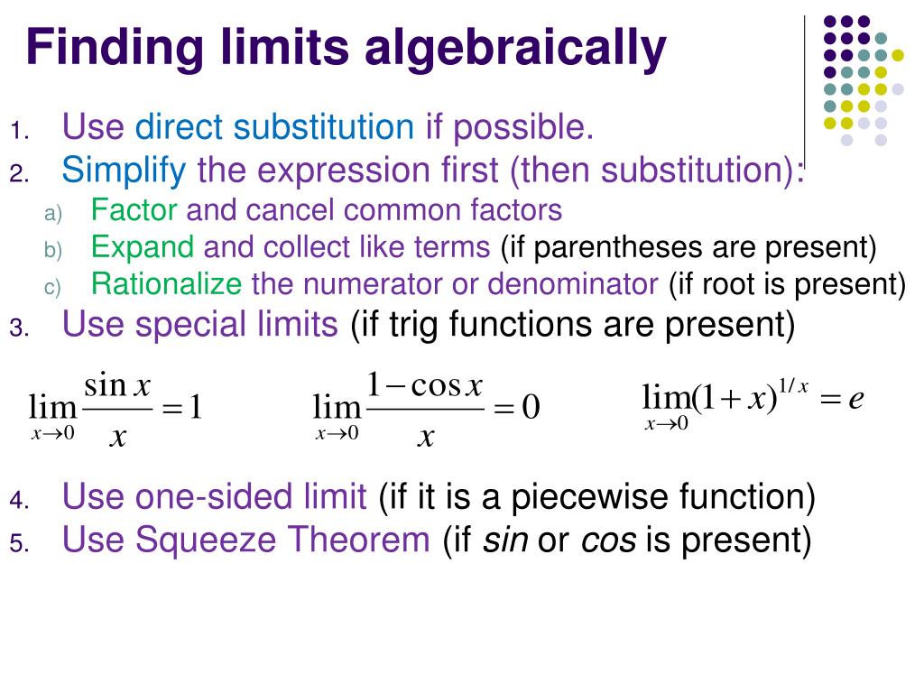 Ppt Section 2 3 Evaluating Limits Algebraically Powerpoint