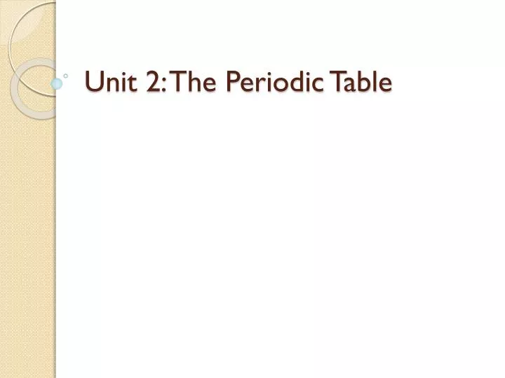 PPT - Unit 2: The Periodic Table PowerPoint Presentation, free download ...