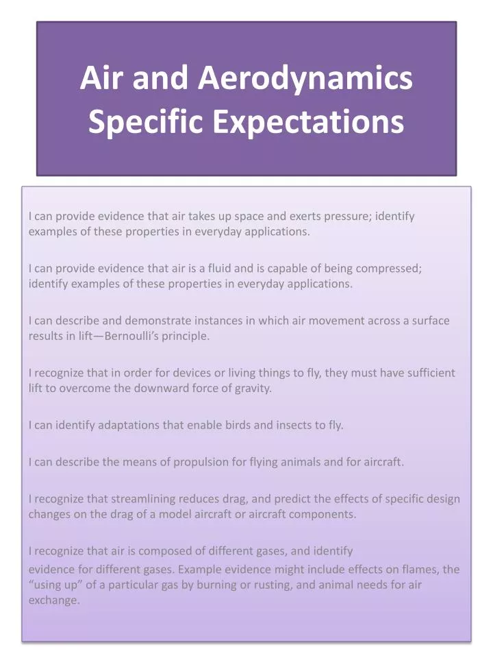 PPT - Air and Aerodynamics Specific Expectations PowerPoint ...
