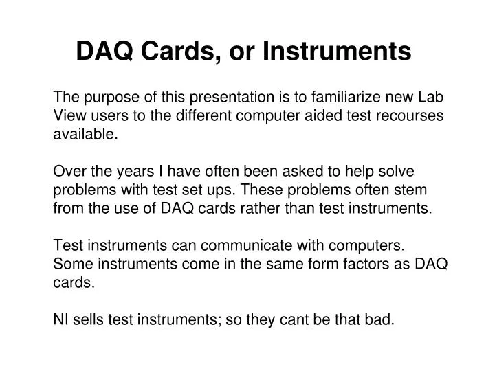 PPT - DAQ Cards, or Instruments PowerPoint Presentation, free download ...