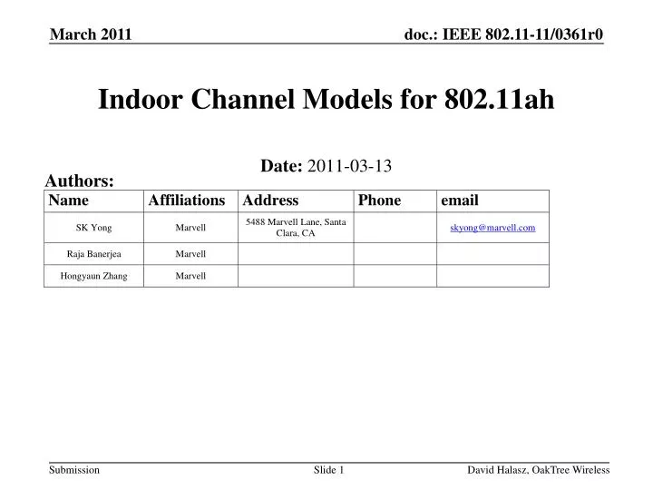 PPT - Indoor Channel Models for 802.11ah PowerPoint Presentation, free ...