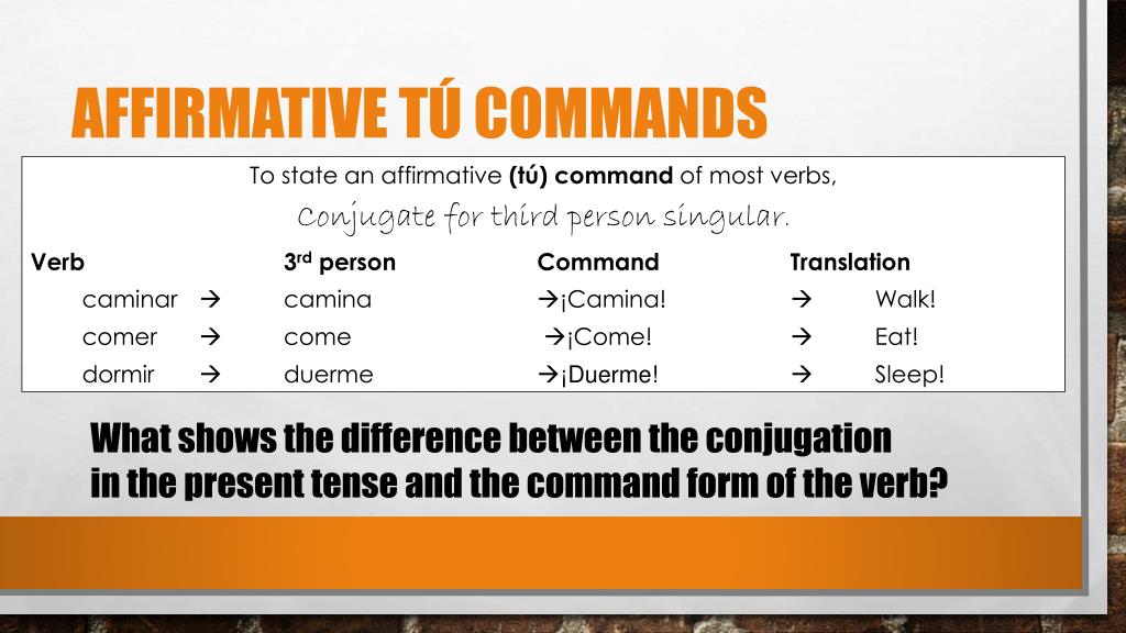 Ppt Affirmative Tú Commands Powerpoint Presentation Free Download