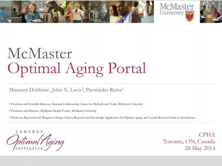 PPT - McMaster Optimal Aging Portal PowerPoint Presentation, free ...