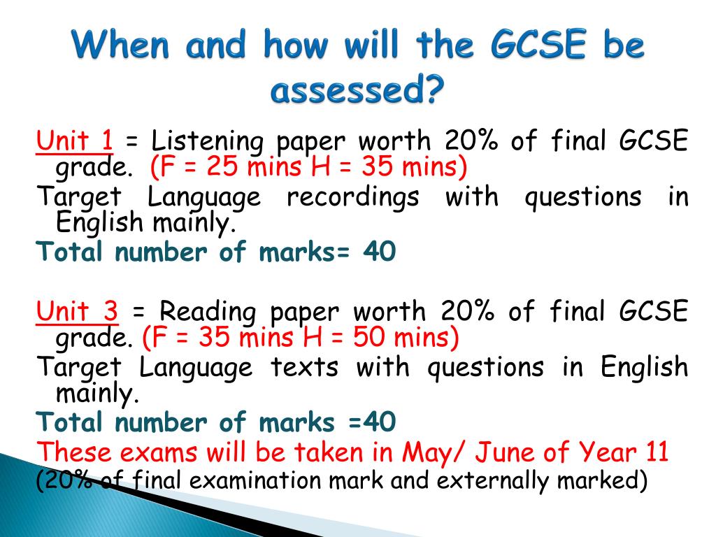 PPT - French/Italian GCSE The exam PowerPoint Presentation, free ...