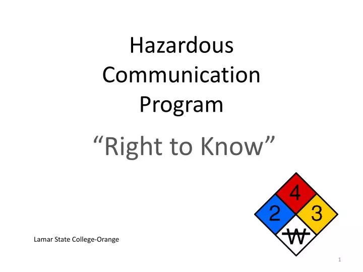 PPT - Hazardous Communication Program PowerPoint Presentation, free ...