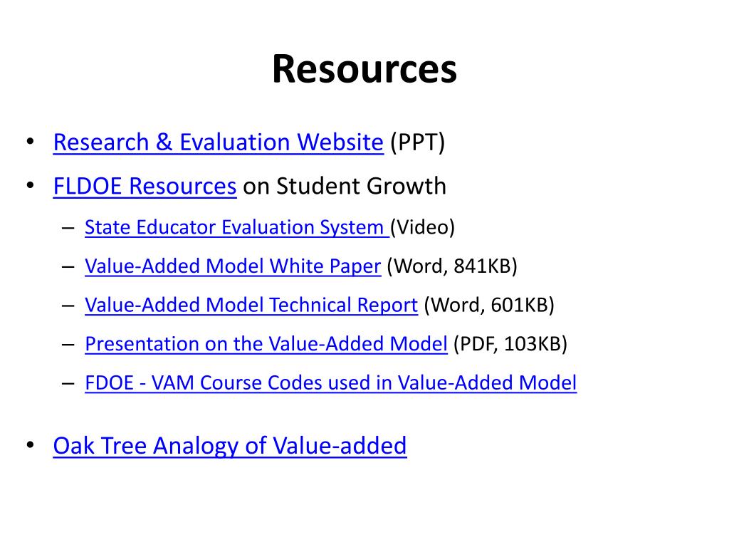PPT - Florida Department of Education Value-added Model (VAM ...