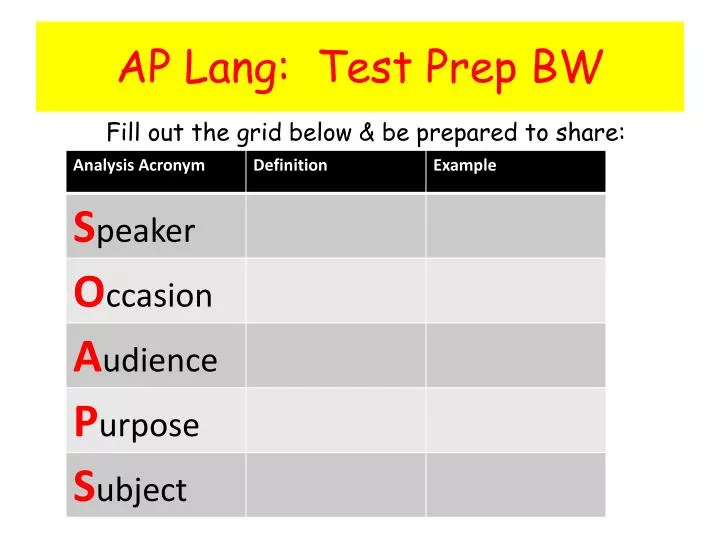 PPT - AP Lang: Test Prep BW PowerPoint Presentation, free download - ID ...
