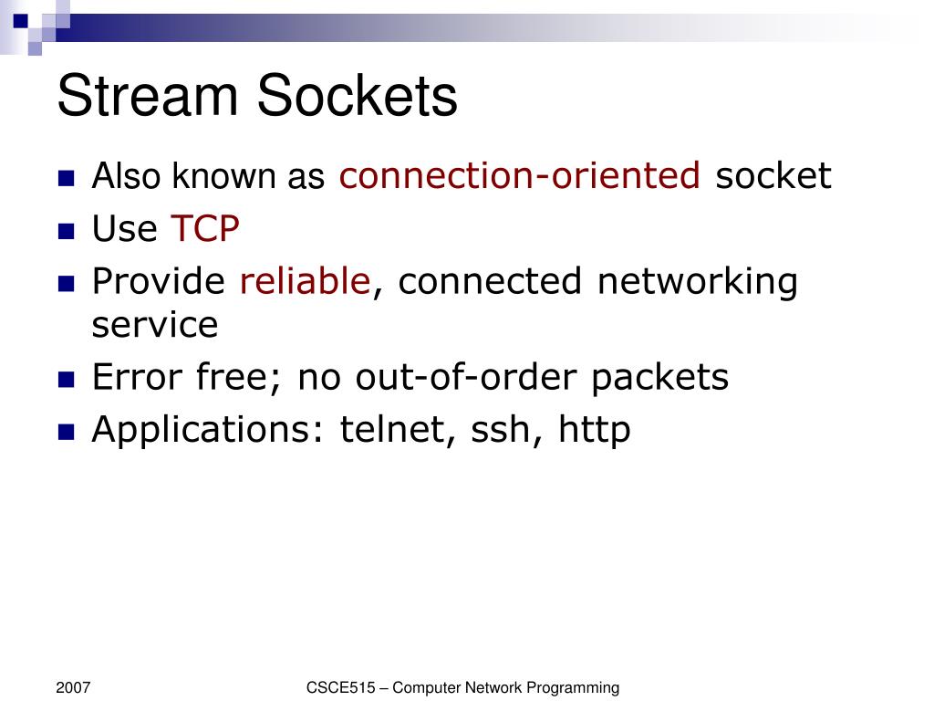 Ppt Csce 515 Computer Network Programming Socket Powerpoint Presentation Id2887598 8363