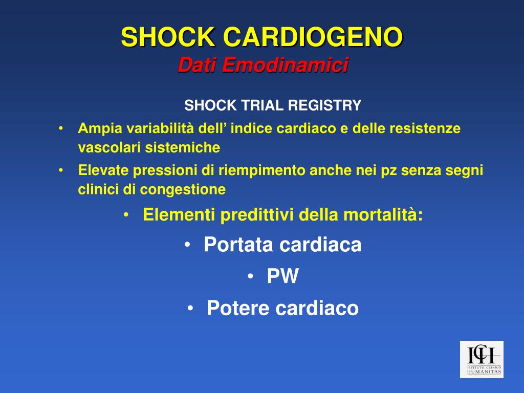 PPT - LO SHOCK CARDIOGENO: INCIDENZA E CARATTERISTICHE CLINICHE ...