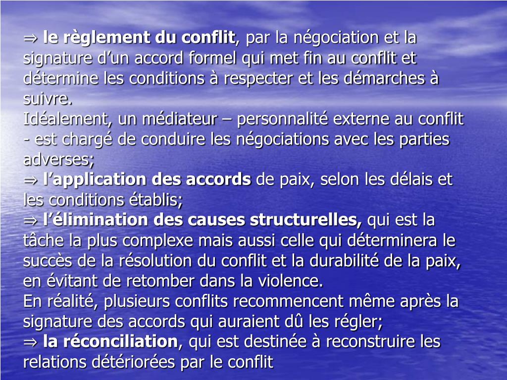 PPT - PREVENTION ET RESOLUTION DES CONFLITS VIOLENTS ET ARMES ...
