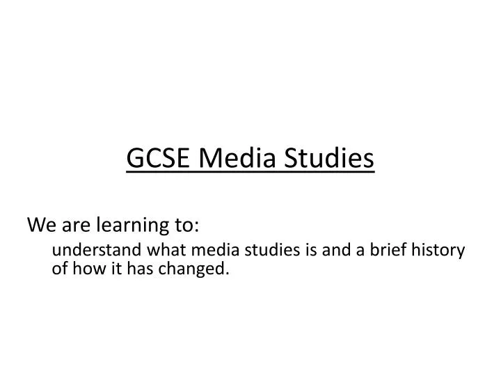 PPT - GCSE Media Studies PowerPoint Presentation, free download - ID ...