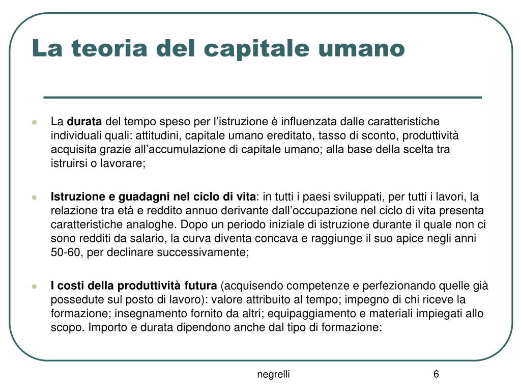 PPT - CAPITALE UMANO: teorie economiche PowerPoint Presentation, free ...