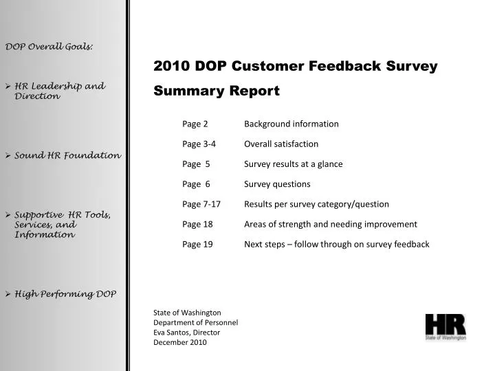PPT - 2010 DOP Customer Feedback Survey Summary Report PowerPoint ...
