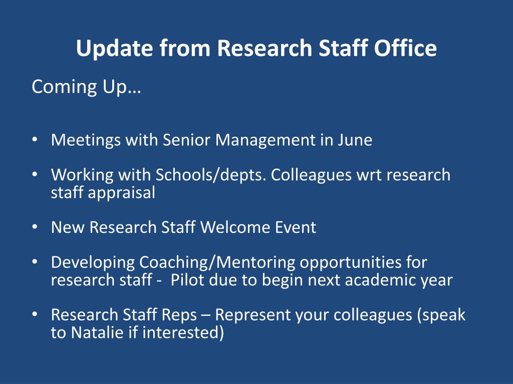 PPT - Research Staff Forum Update - Training, Development, and Career ...