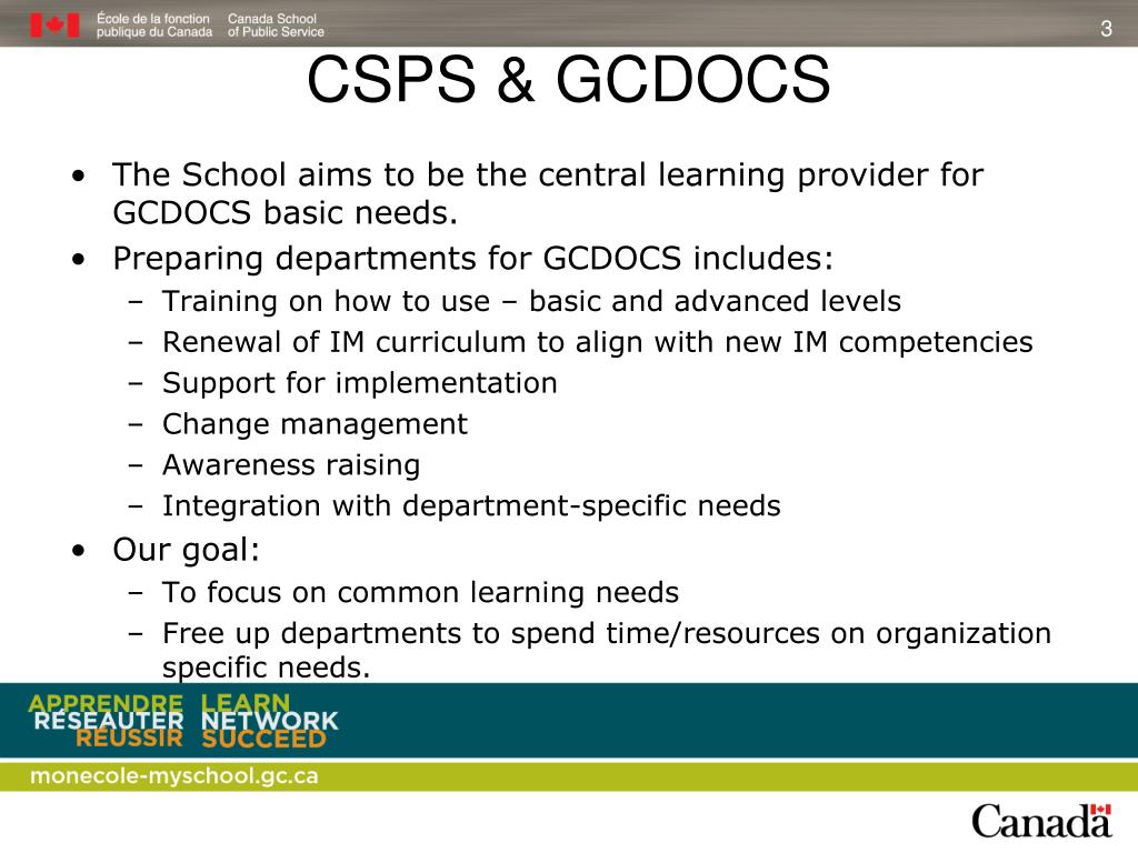 PPT - Canada School of Public Service GCDOCS Learning Strategy DPI ...