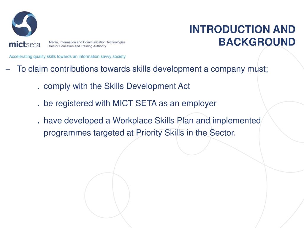 PPT - WELCOME TO THE MICT SETA STAKEHOLDER ROADSHOW 4 February 2014 ...