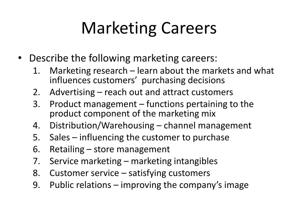 PPT - 1.02 Understand career opportunities in Marketing to make career ...