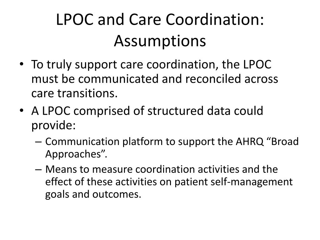 PPT - Longitudinal Plan of Care to Support Care Coordination: Current ...