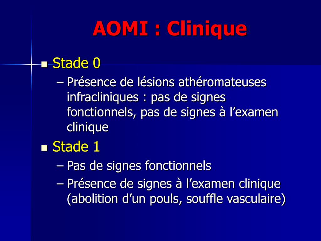 PPT - Artériopathie oblitérante des membres inférieurs (AOMI ...