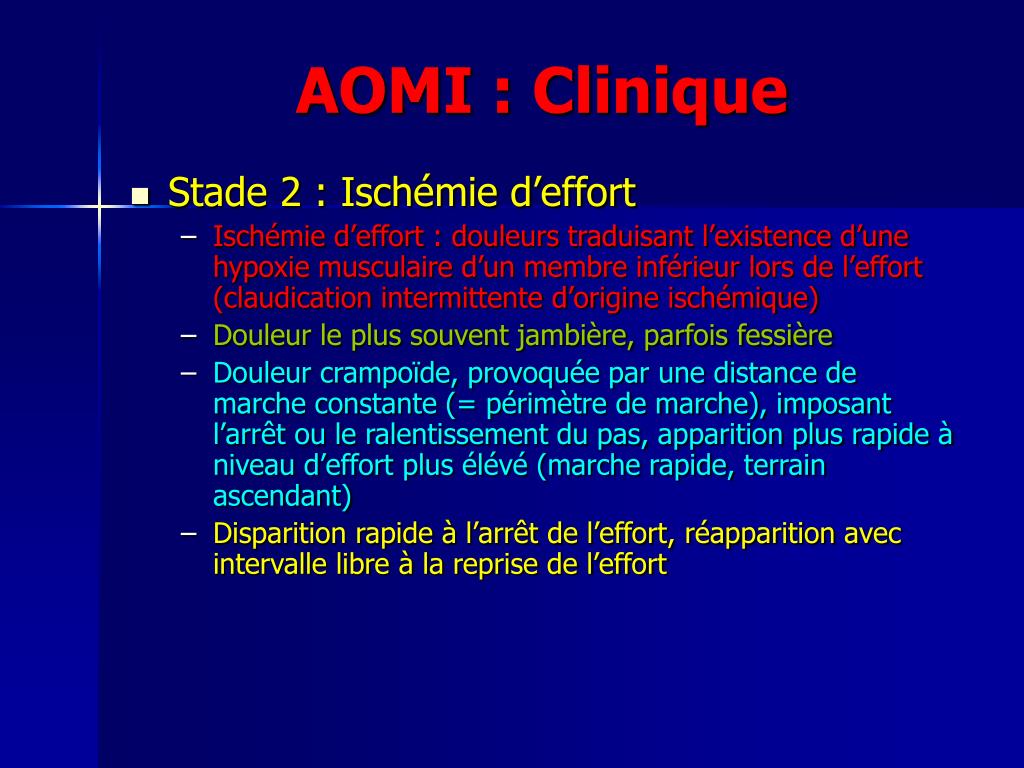 PPT - Artériopathie oblitérante des membres inférieurs (AOMI ...