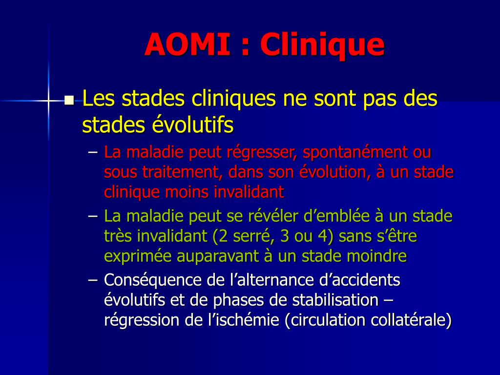 PPT - Artériopathie oblitérante des membres inférieurs (AOMI ...