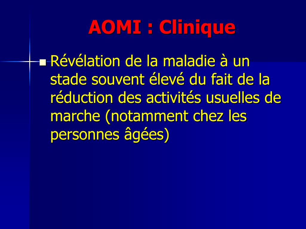 PPT - Artériopathie oblitérante des membres inférieurs (AOMI ...