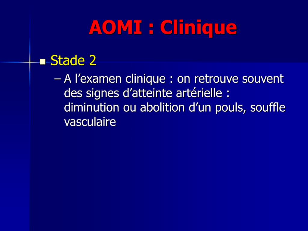 PPT - Artériopathie oblitérante des membres inférieurs (AOMI ...