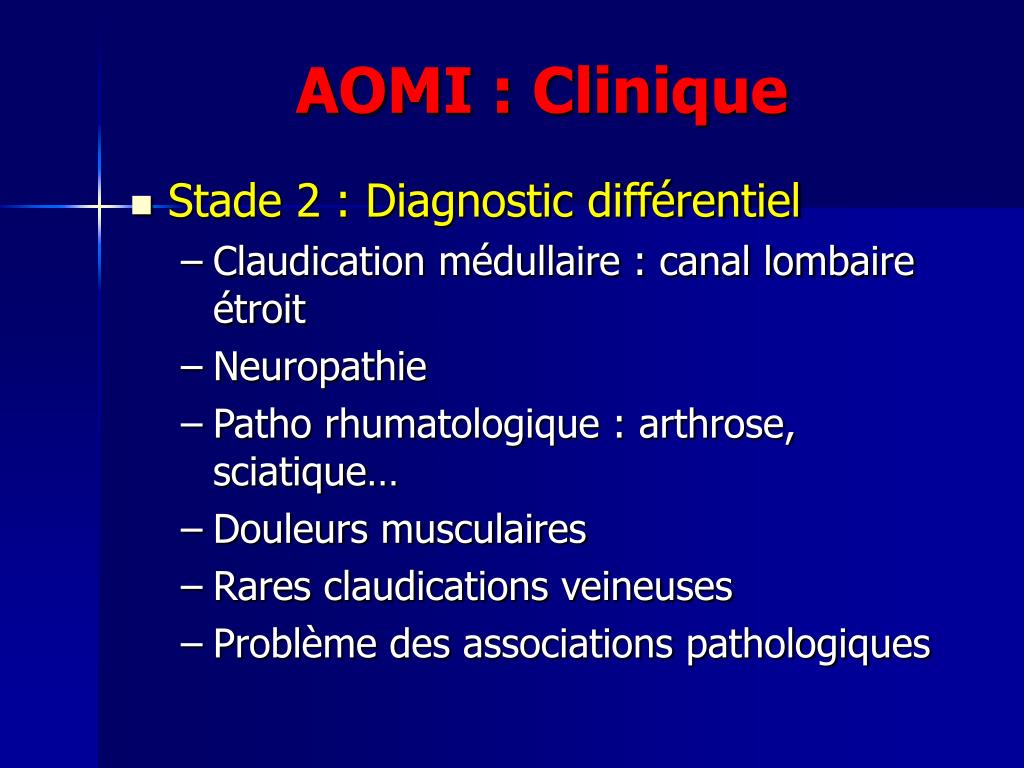 PPT - Artériopathie oblitérante des membres inférieurs (AOMI ...