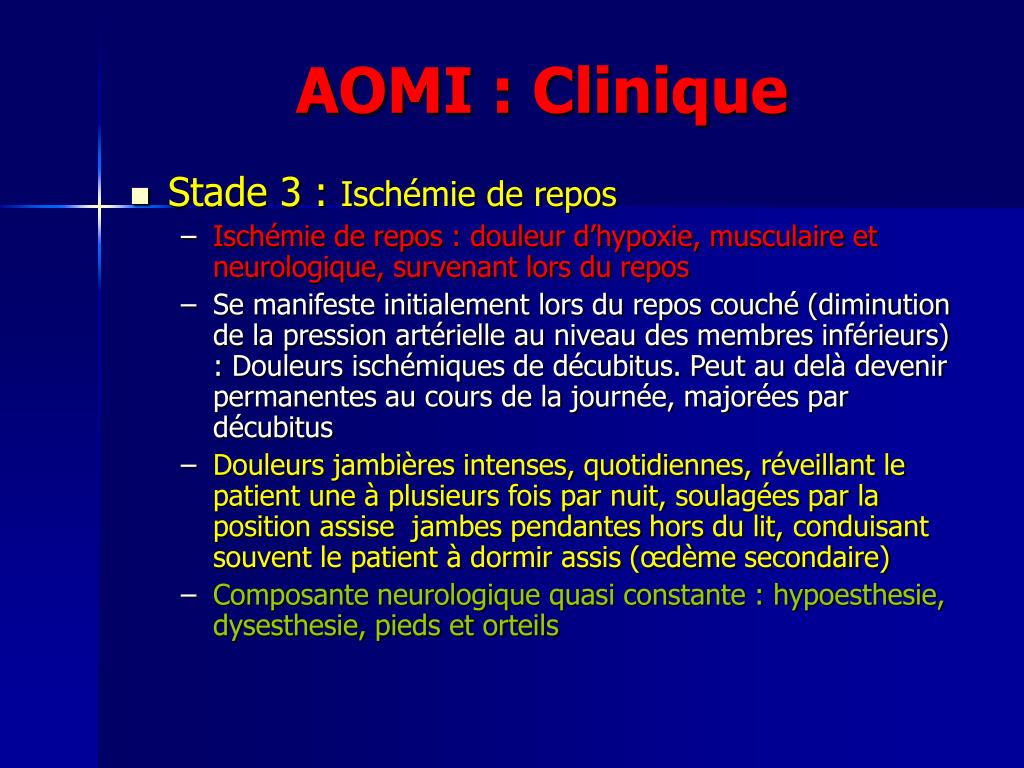 PPT - Artériopathie oblitérante des membres inférieurs (AOMI ...