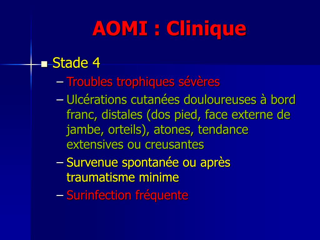 PPT - Artériopathie oblitérante des membres inférieurs (AOMI ...