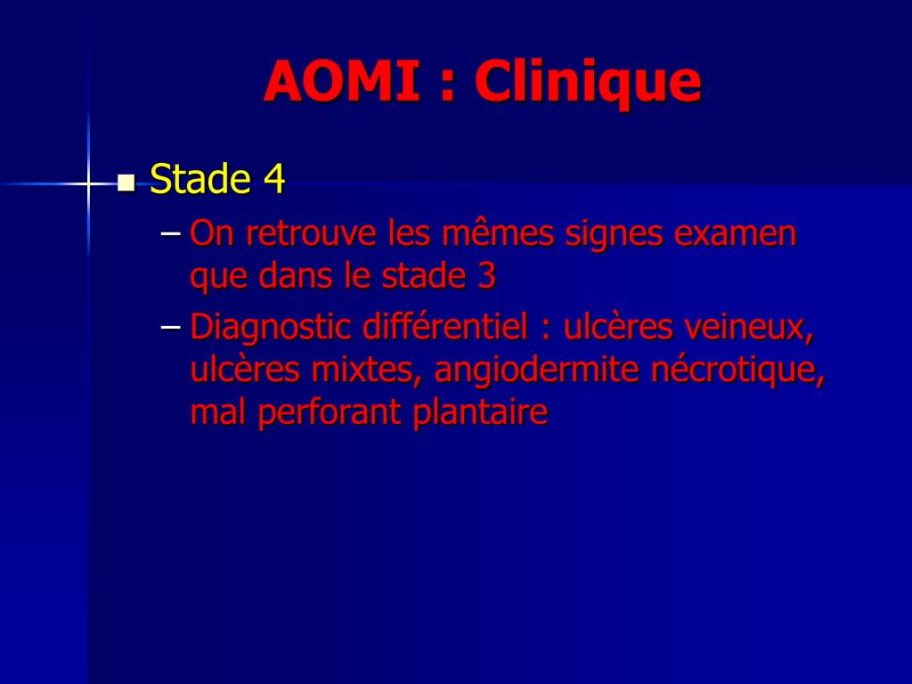 PPT - Artériopathie oblitérante des membres inférieurs (AOMI ...