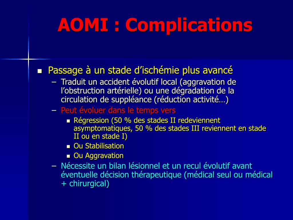 PPT - Artériopathie oblitérante des membres inférieurs (AOMI ...